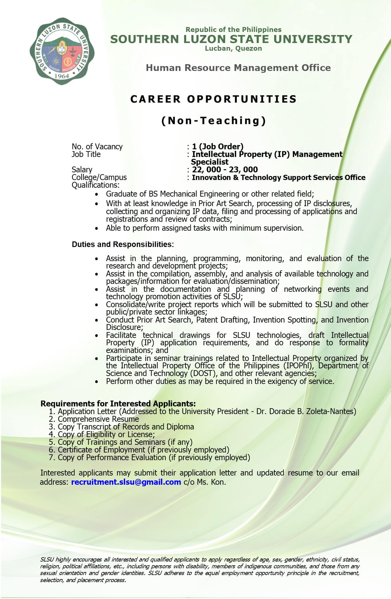 Human Resource Management Office | Southern Luzon State University ...