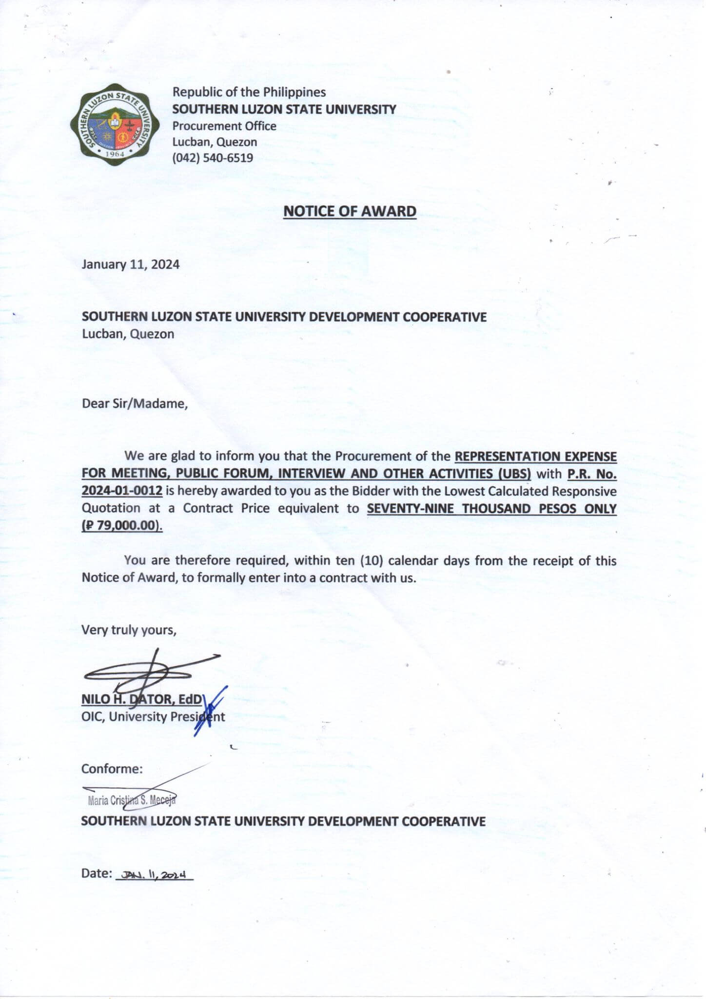 Bids and Awards | Southern Luzon State University Southern Luzon State ...