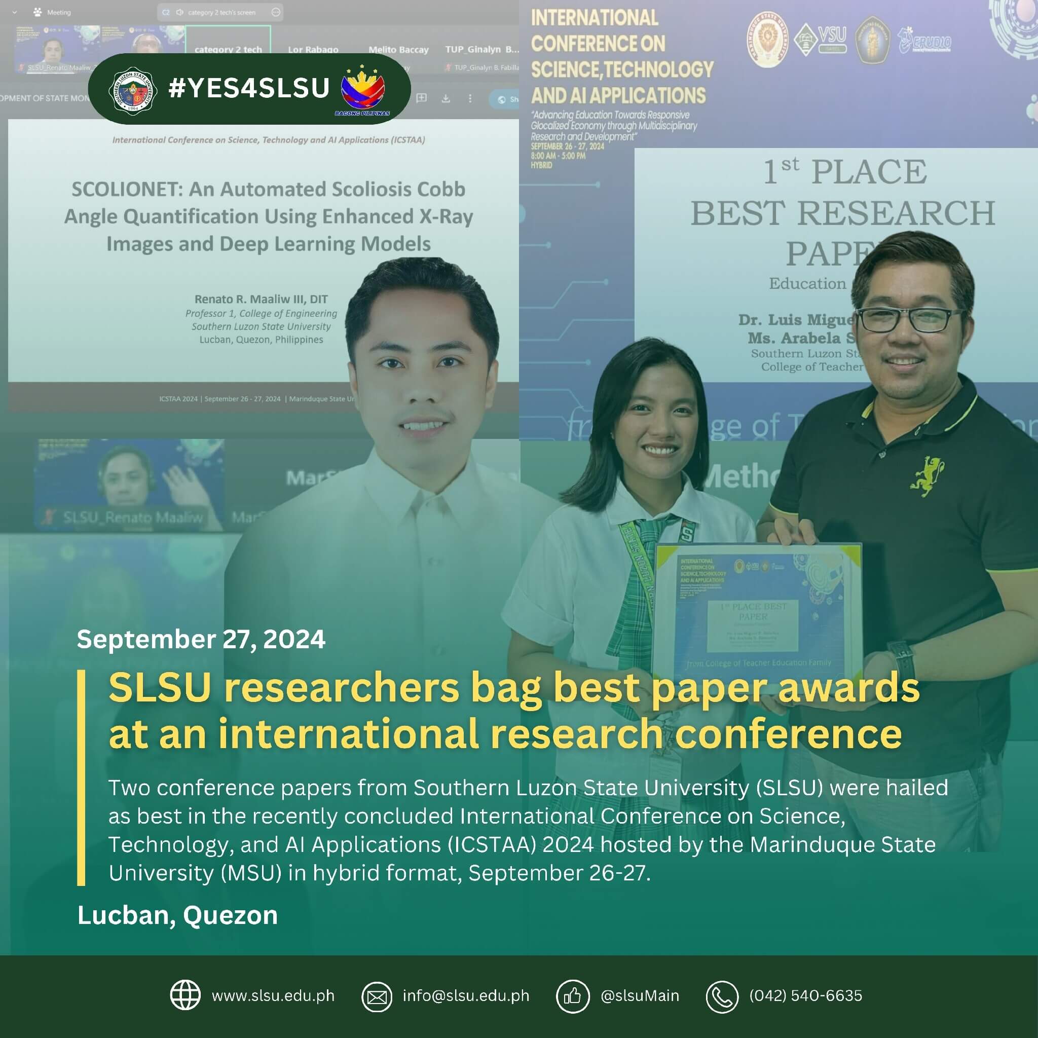 SLSU researchers bag best paper awards at an international research ...