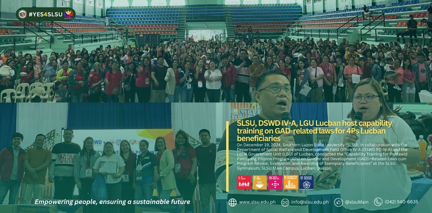 SLSU, DSWD IV-A, LGU Lucban host capability training on GAD-related ...