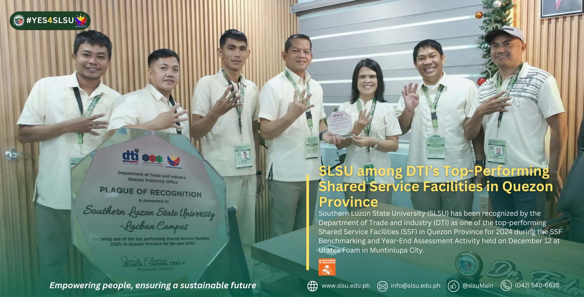 SLSU among DTI’s Top-Performing Shared Service Facilities in Quezon ...