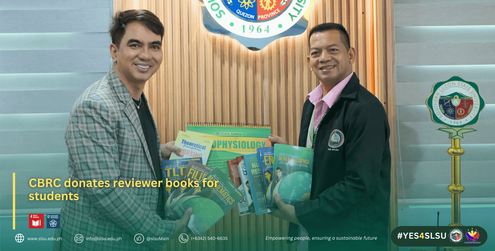 CBRC donates reviewer books for students | Southern Luzon State ...