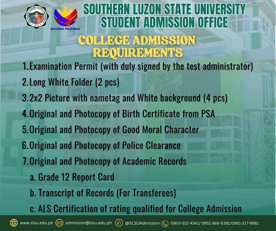 COLLEGE ADMISSION RESULT AY 2025-2026 SLSU MAIN Campus (Lucban, Quezon ...