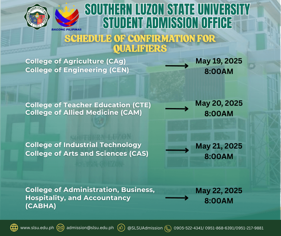 COLLEGE ADMISSION RESULT AY 2025-2026 SLSU MAIN Campus (Lucban, Quezon ...